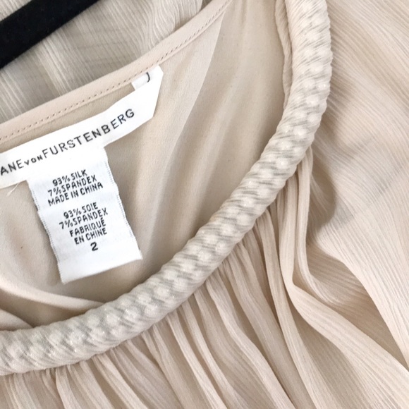 Diane Von Furstenberg | Dresses | Hp Dvf Cream Silk Sol Beaded Dress ...